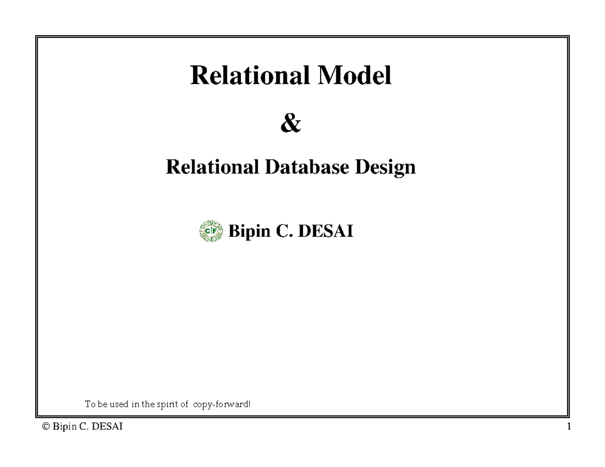 5-Reldsgn-encr - COMP 5531 Lecture - Relational Model & Relational Database Design Bipin C ...