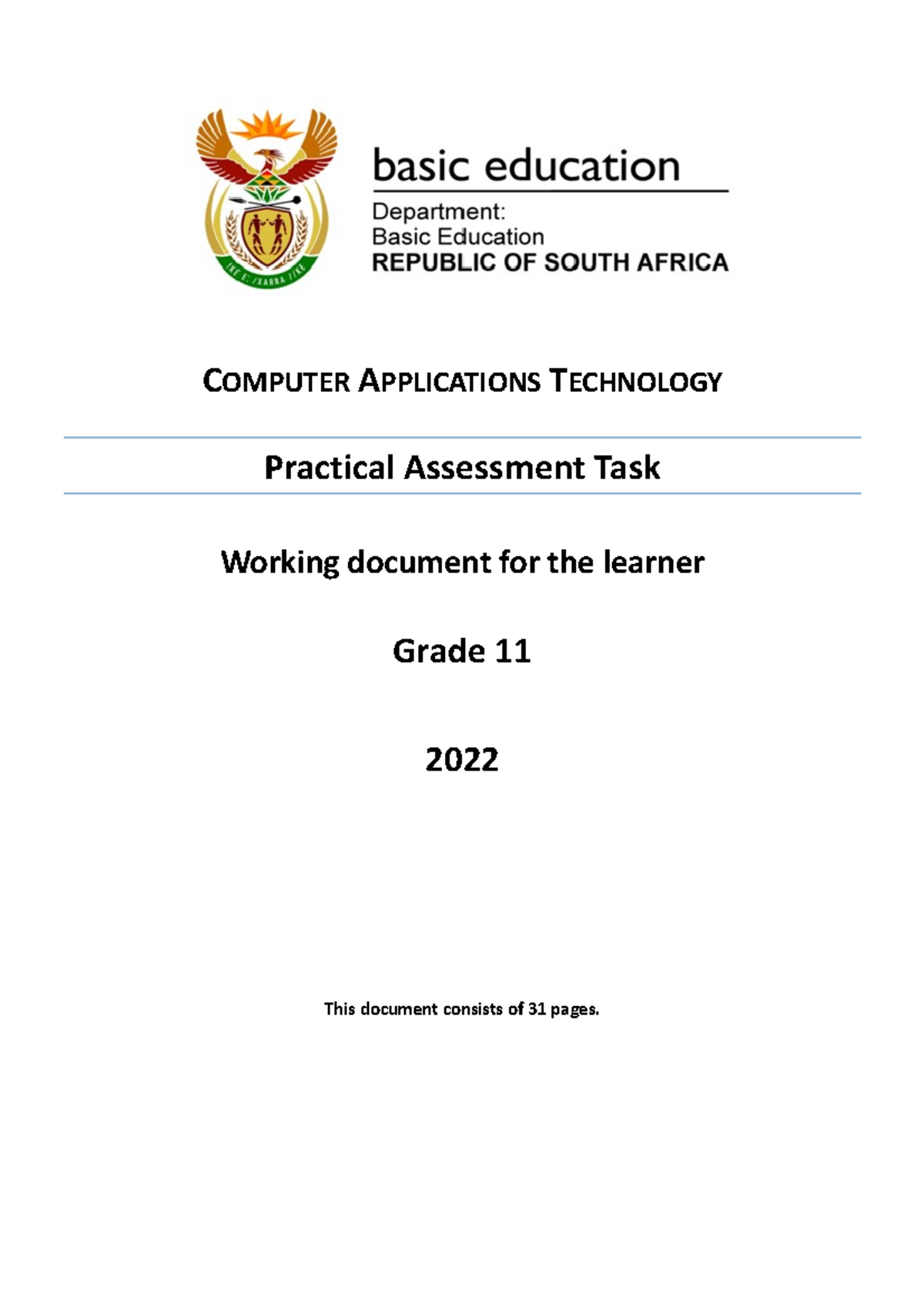 2022 CAT PAT Grade 11 Draft 29 Apr - COMPUTER APPLICATIONS TECHNOLOGY ...