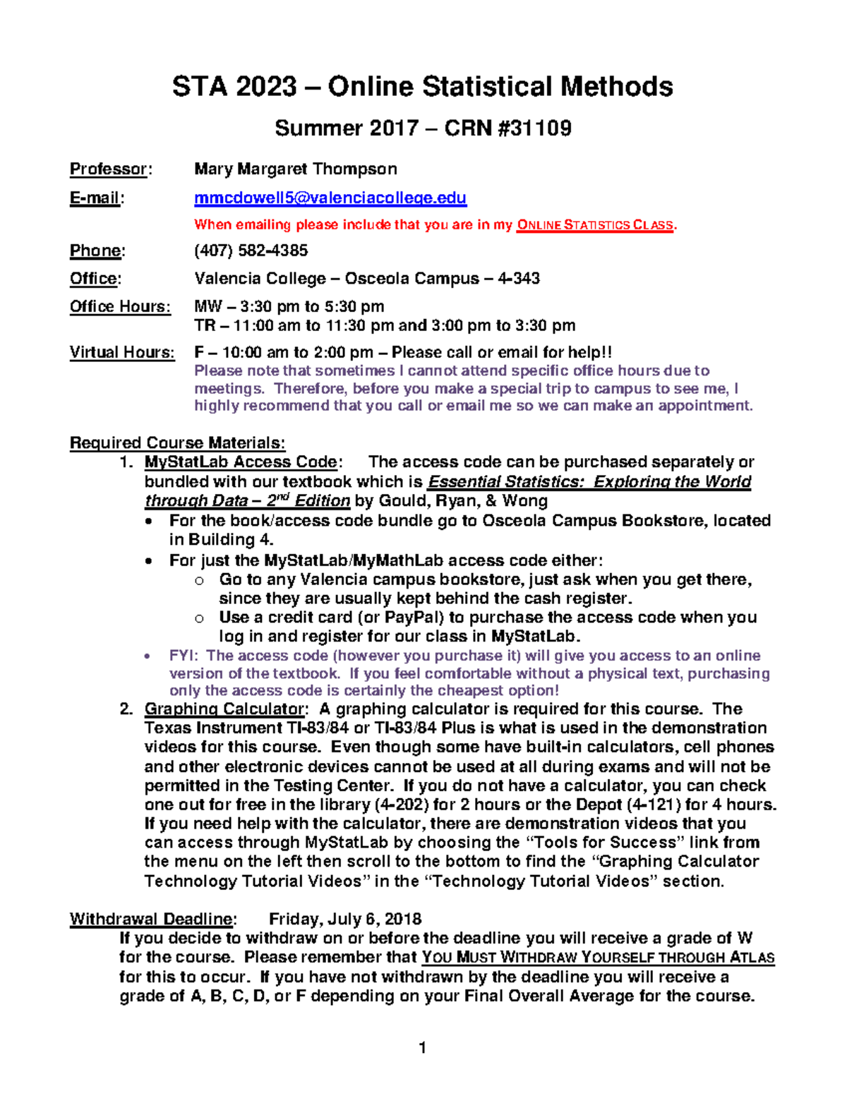 STA 2023 - 2018 Summer Syllabus - Online - 31109 - STA 2023 – Online ...