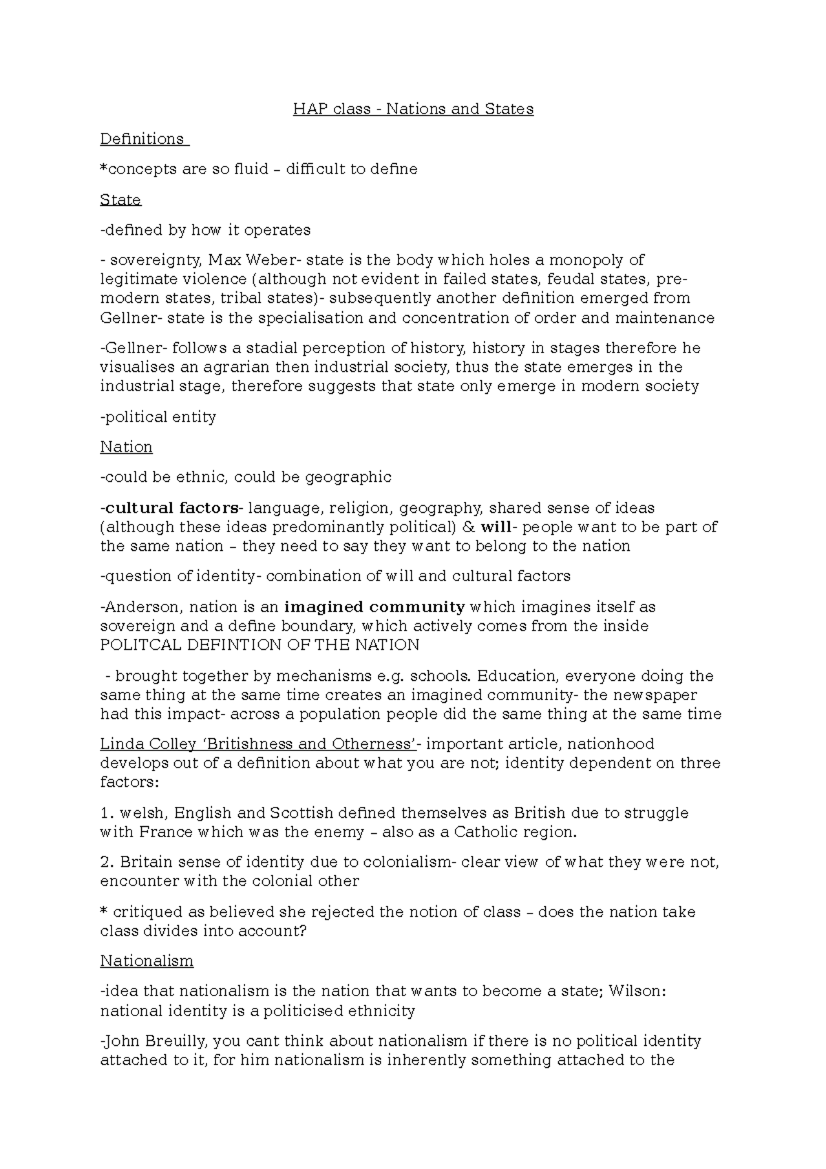 HAP class - nation states - HAP class - Nations and States Definitions ...