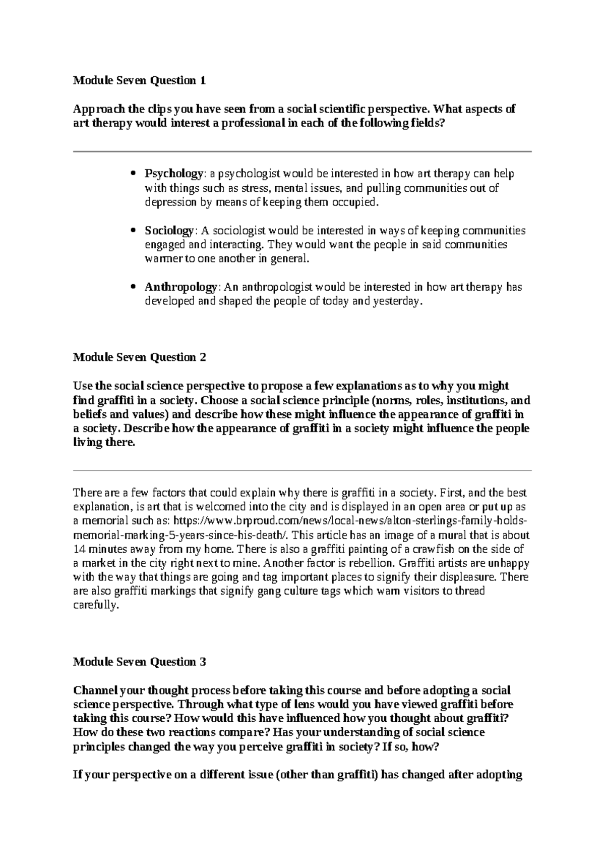 Short Answer VII - Module Seven Question 1 Approach the clips you have ...
