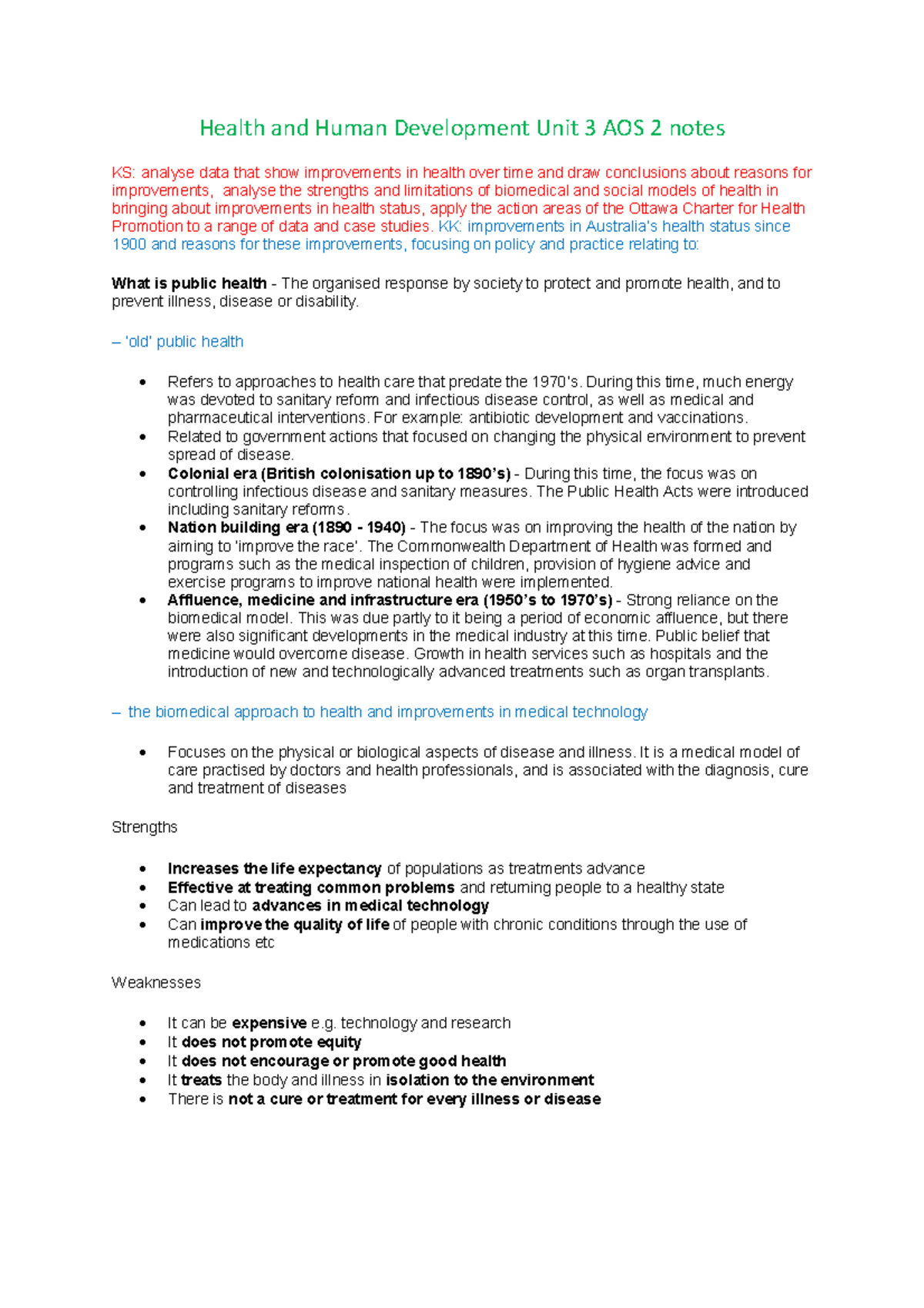 A Xpp health and human development unit 3 aos 2 notes - Health and ...