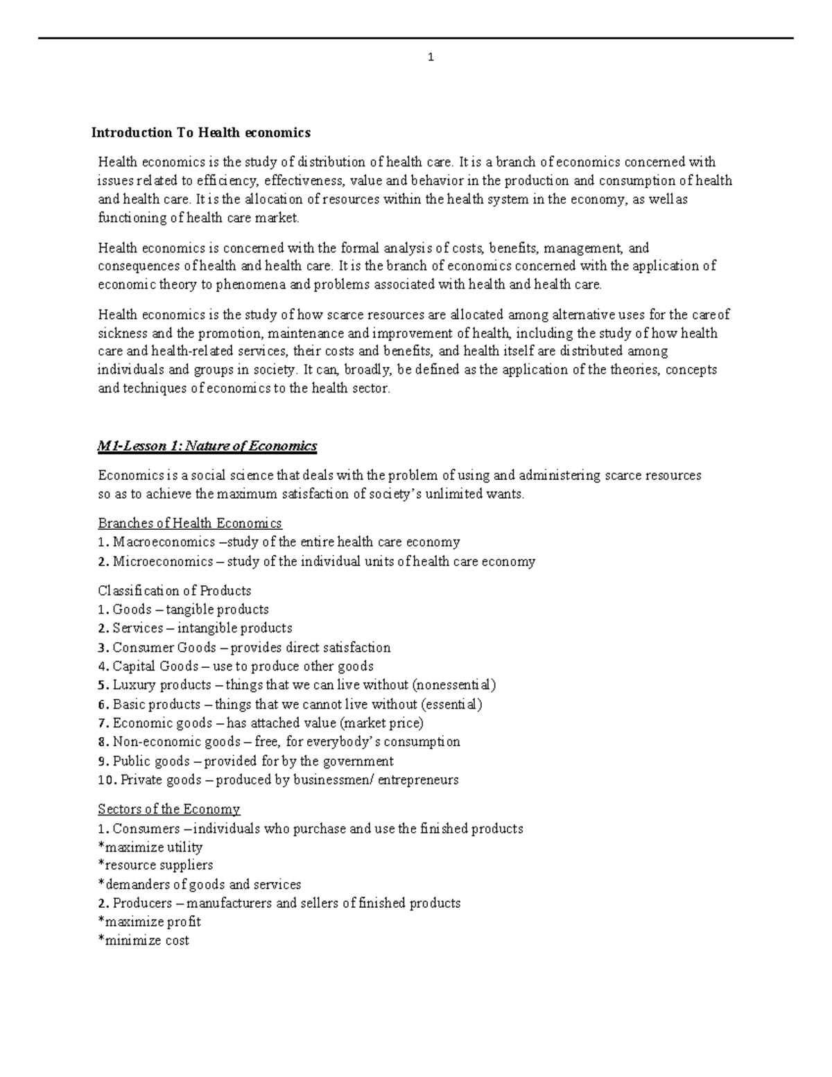 Introduction to Health Economics - Introduction To Health economics ...