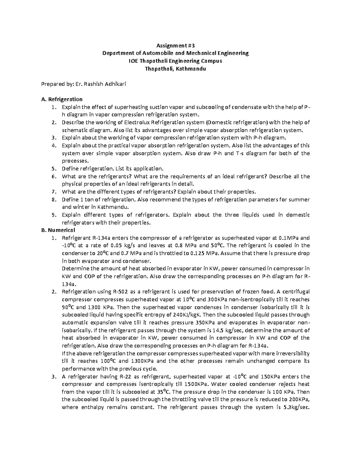 Assignment#3 - abc - Assignment # Department of Automobile and ...