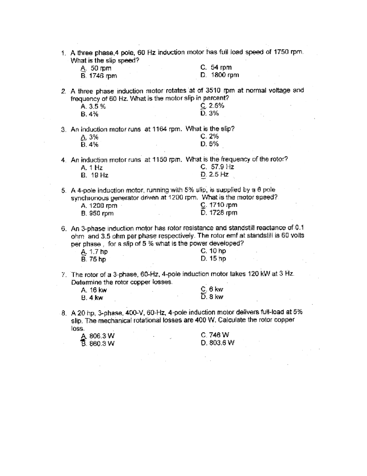 Motors - SOLVING PROBLEMS - EE1111A - Studocu