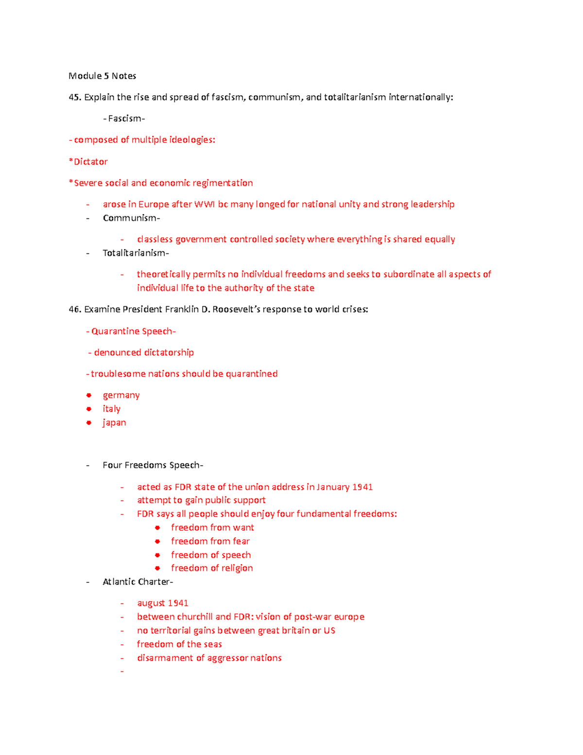 Copy of Module 5 Notes US - Module 5 Notes Explain the rise and spread ...
