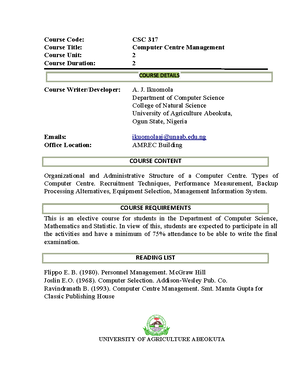 Cmp 315 computer organization architecture 2018 2019 - EDO UNIVERSITY IYAMHO Department of ...