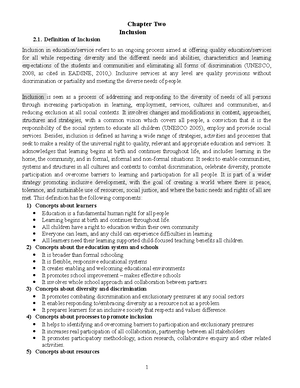 Inclusiveness Chapter 3 - handout - Chapter Three Identification and ...