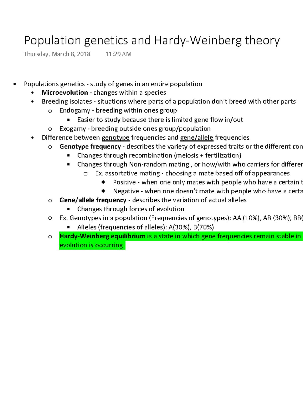 Population genetics and Hardy-Weinberg theory - Warning: TT: undefined ...