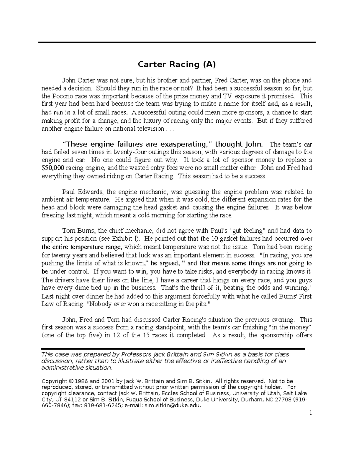 Carter A - York - not it don't use - Carter Racing (A) John Carter was ...