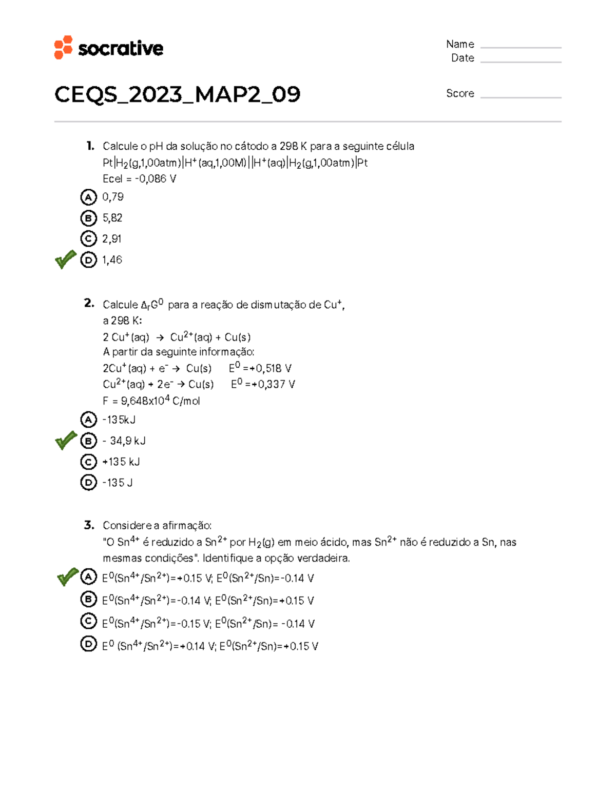 CEQS 2023 MAP2 09 - N/a - Name Date CEQS_2023_MAP2_09 Score 1. Calcule ...