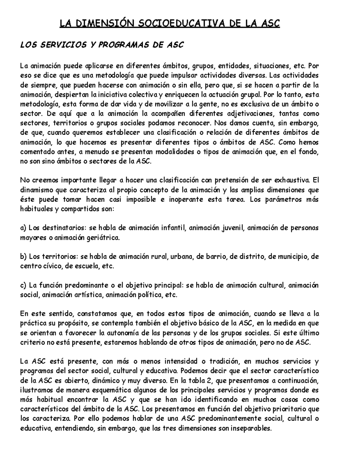 01 OCT LA Dimensión Socioeducativa DE LA ASC - LA DIMENSIÓN SOCIOEDUCATIVA DE LA ASC LOS ...