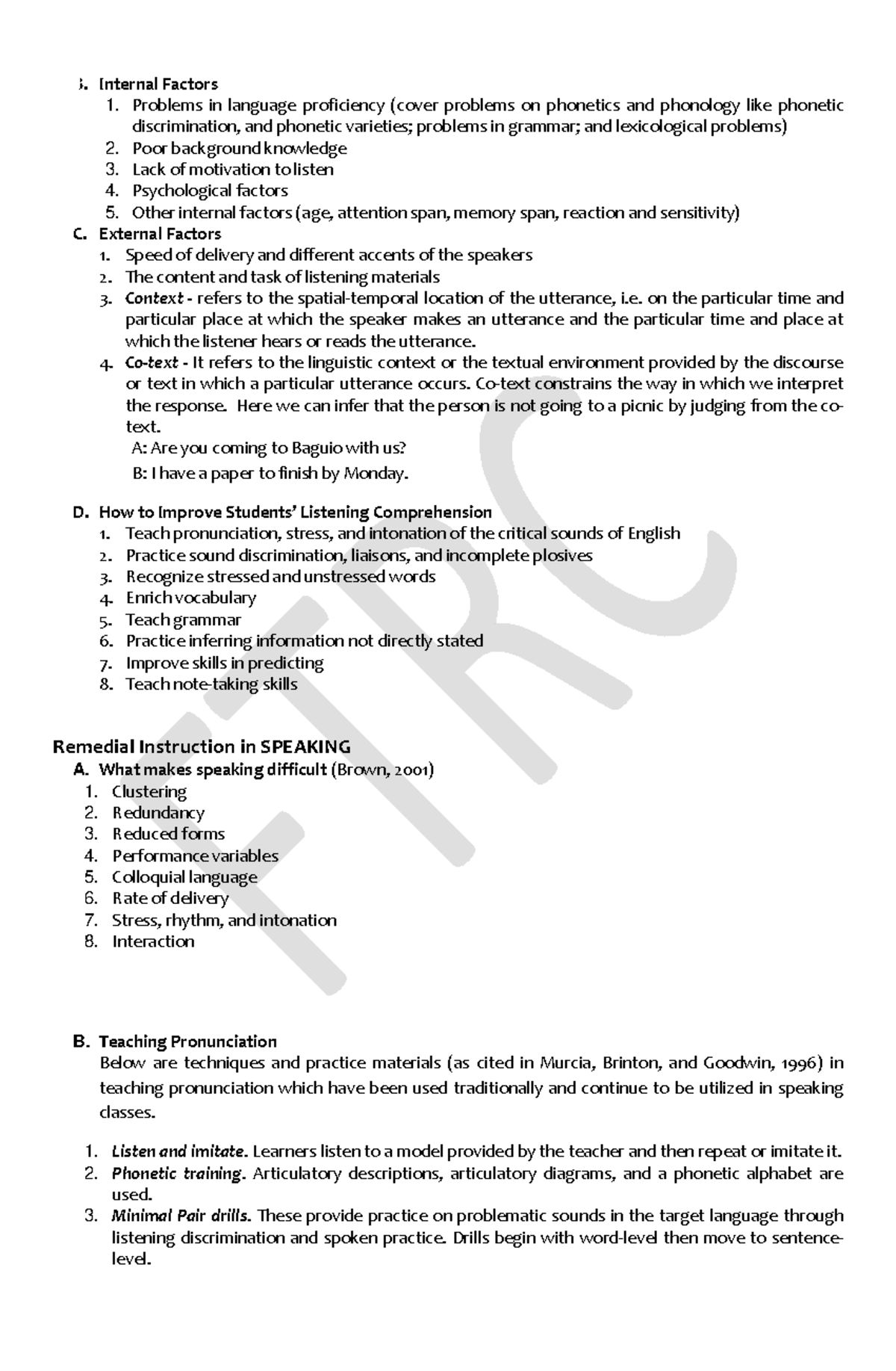 Remedial Instruction IN English- Remedial Instruction in Speaking ...