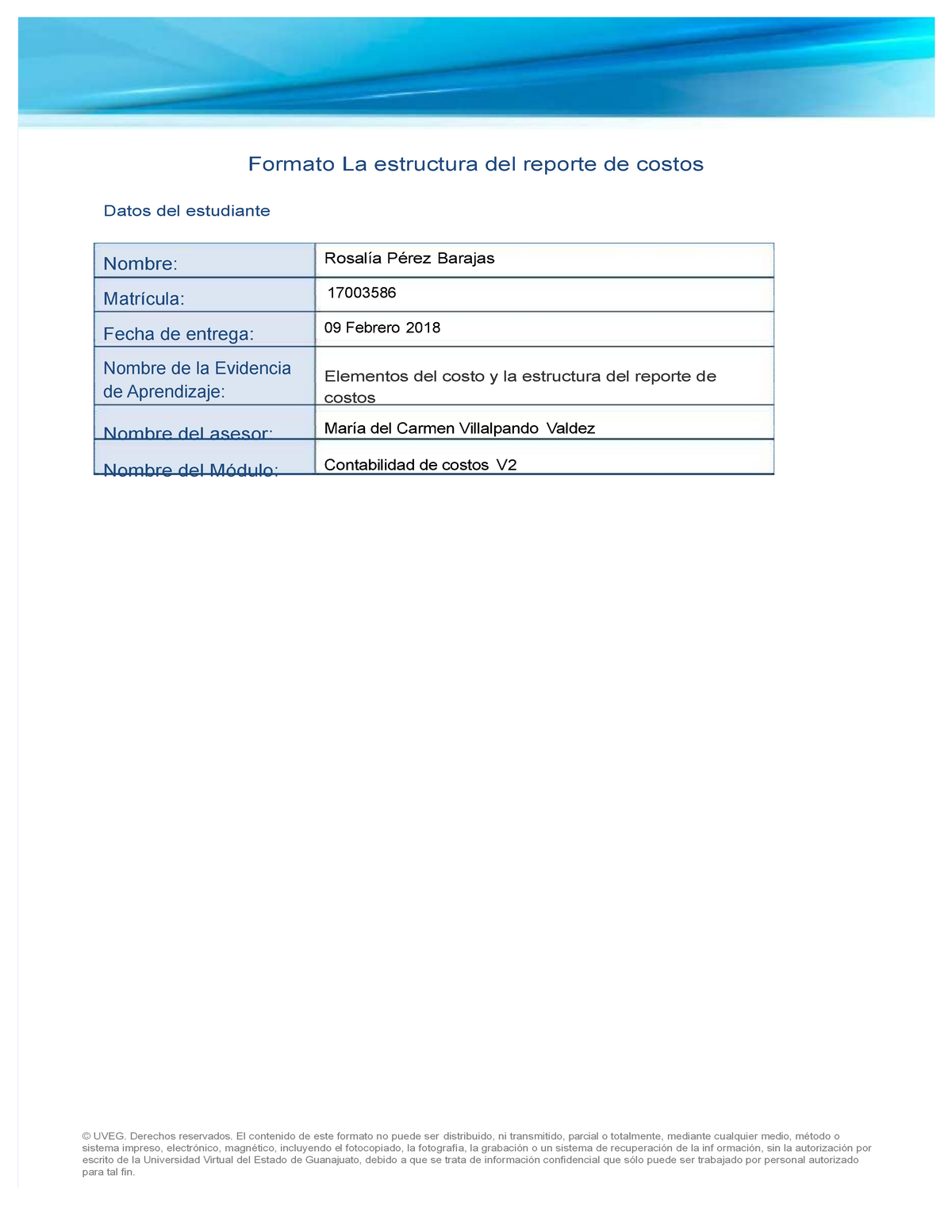 Pdf elemento y estructura de reporte de costos - Formato La estructura ...