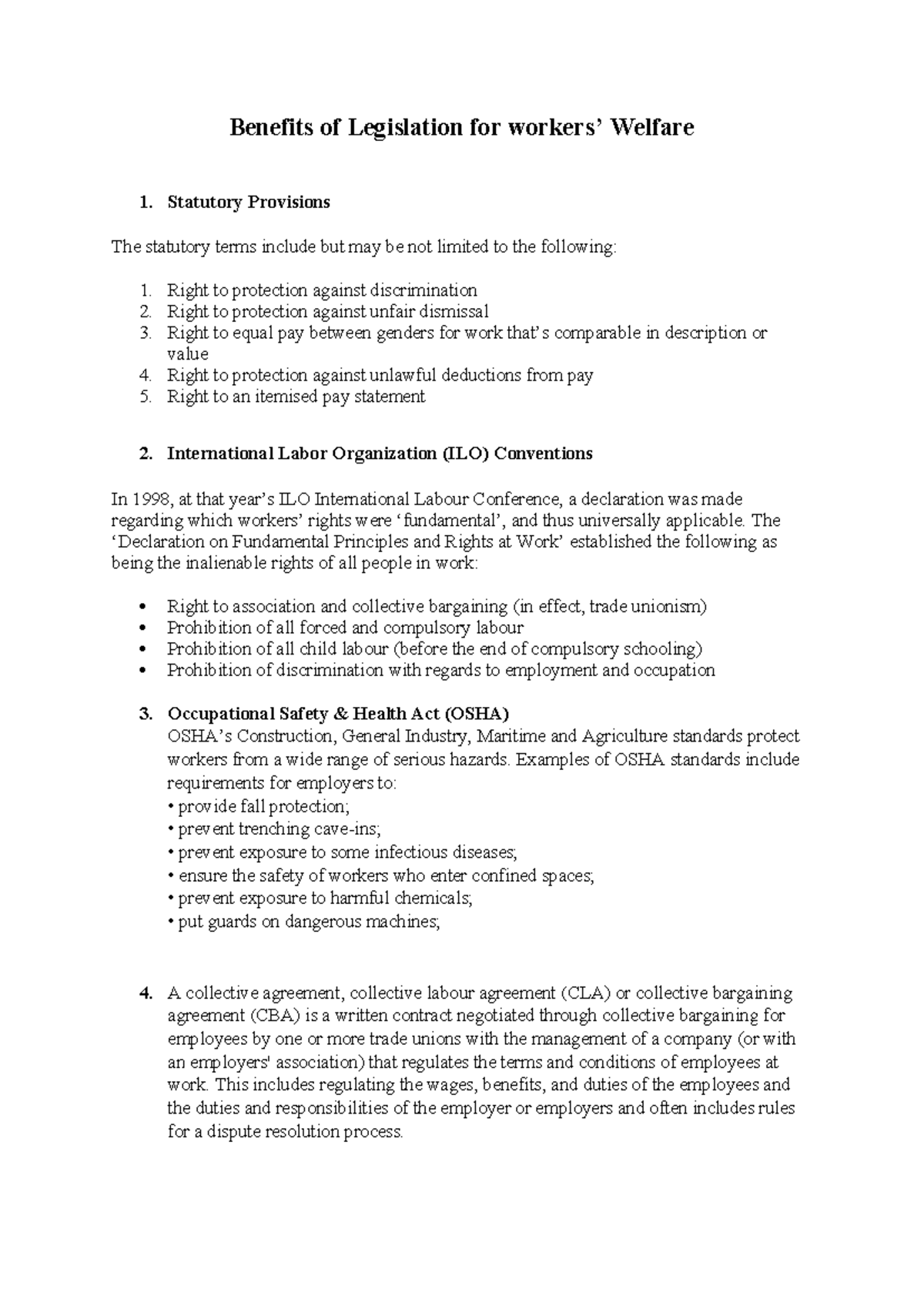 Legislation for workers - The ‘Declaration on Fundamental Principles ...