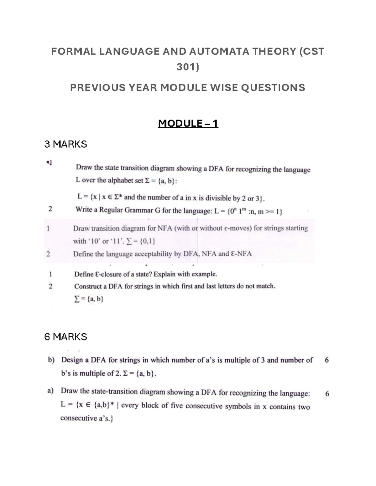Formal Language AND Automata Theory (CST 301) - Computer Science and ...