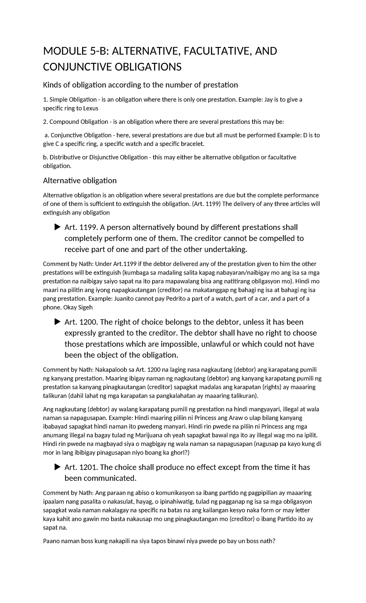 Module 5 Alternative Obigation made simple and easy - MODULE 5-B ...