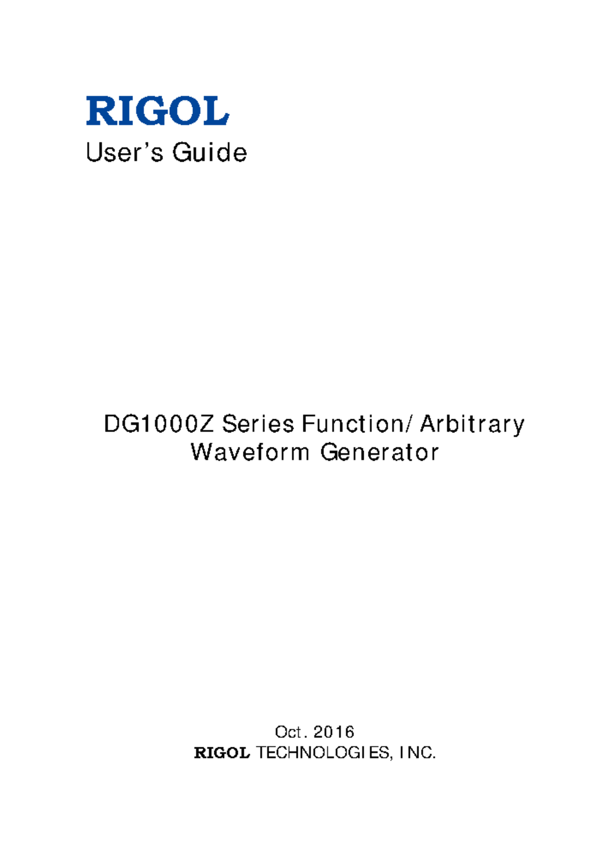 Dg1000z userguide en - jfqmsdf - RIGOL User’s Guide DG1000Z Series Function/Arbitrary Waveform ...