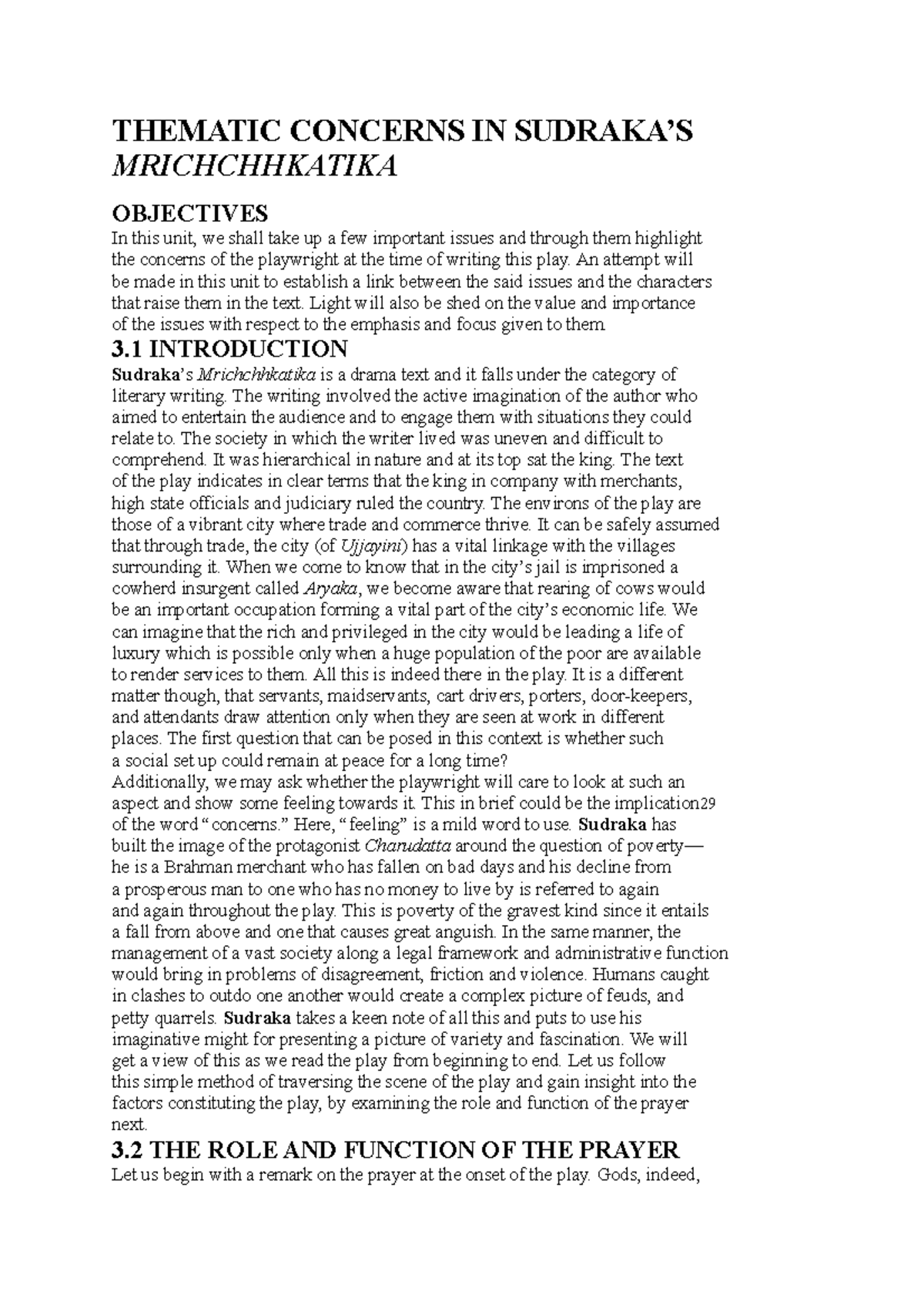 Thematic Concerns IN Sudraka’S Mrichchkatika - THEMATIC CONCERNS IN ...