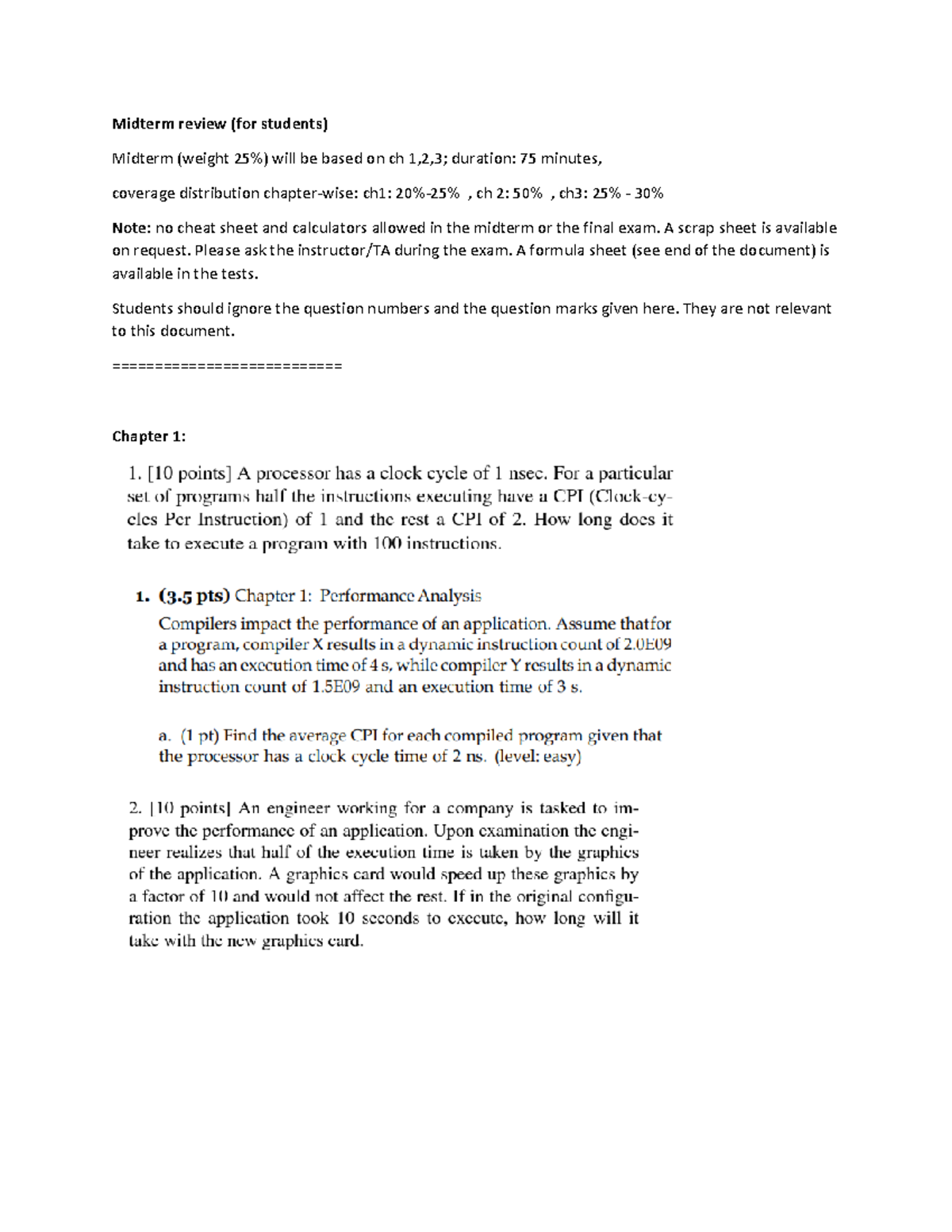 Midterm review for students eecs2021 Fall 2023 - Midterm review (for students) Midterm (weight ...