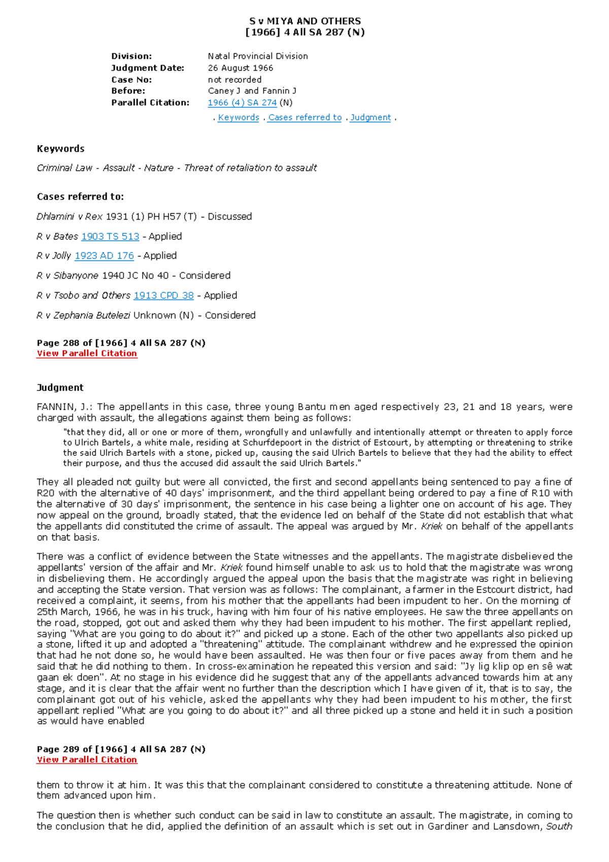 S v MIYA AND Others [1966] 4 All SA 287 (N) - S v MIYA AND OTHERS [1966 ...