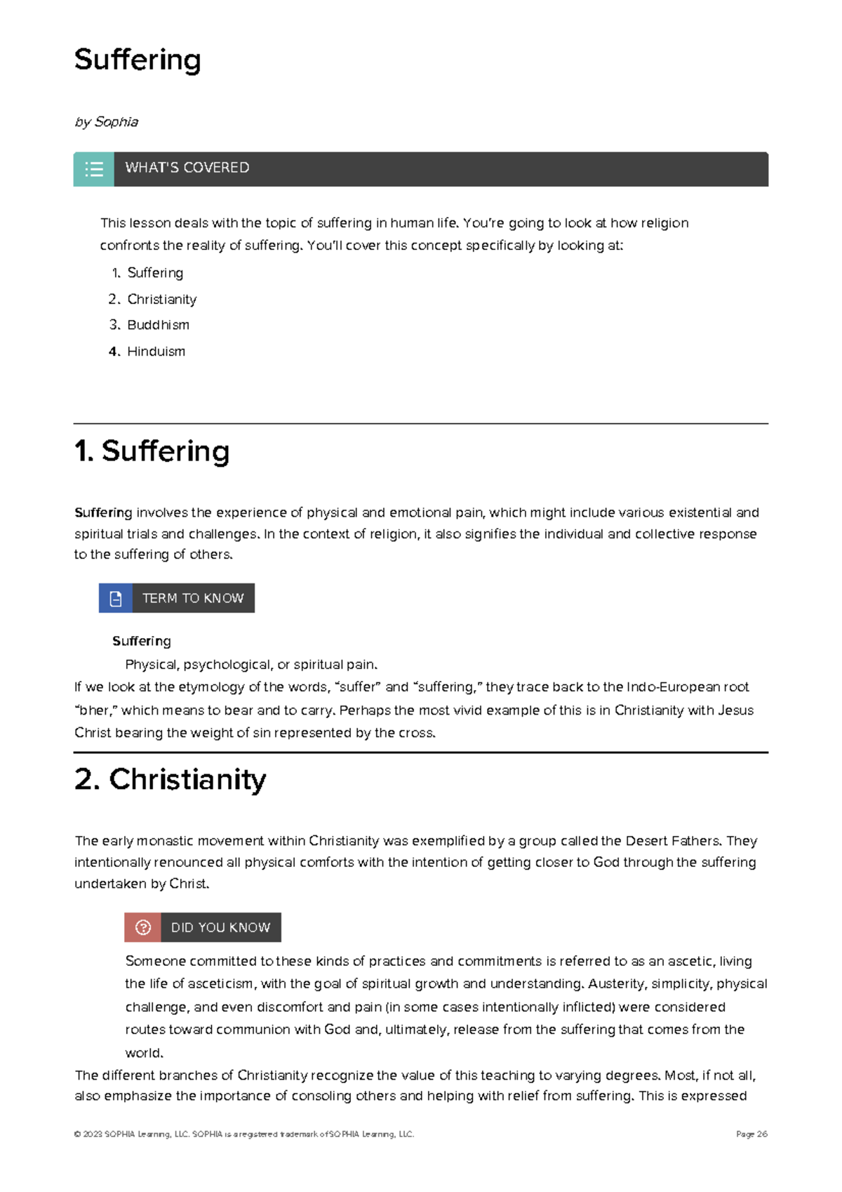 Approaches to Studying Religions Unit-2-tutorials - Suffering by Sophia ...