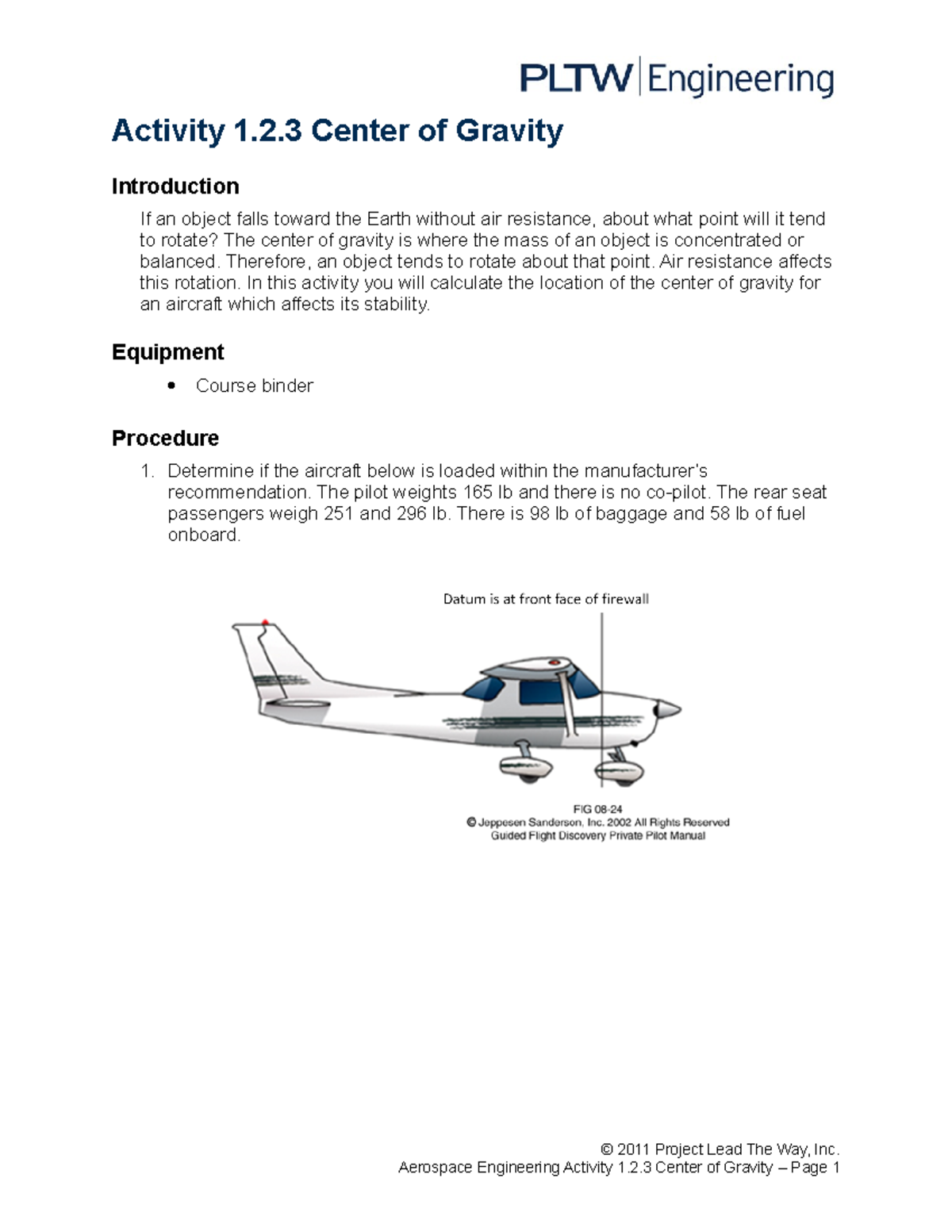 1.2.3 Center of Gravity Work Sheet - Activity 1.2 Center of Gravity ...