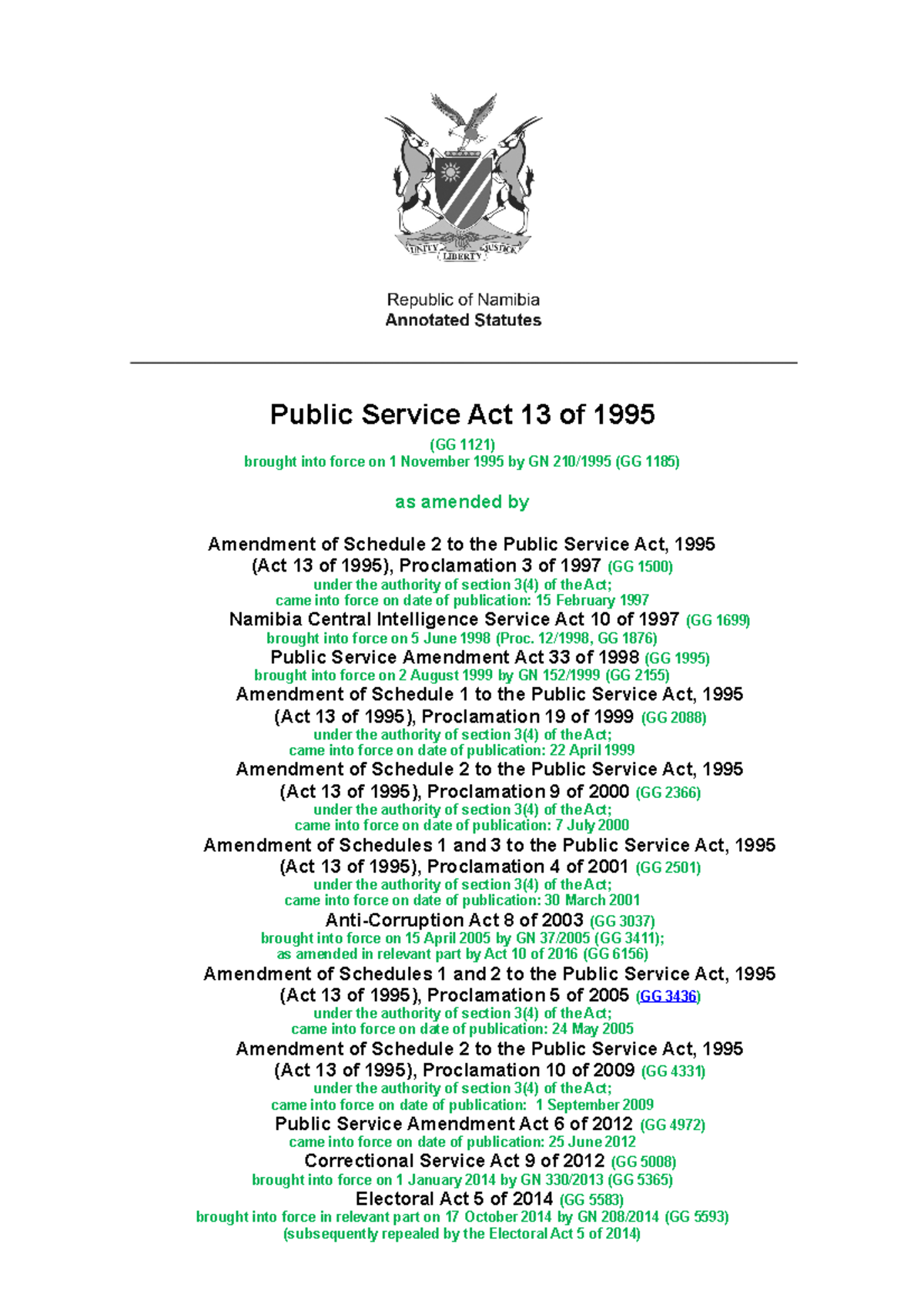 Public service act 15a09c9f52 - Public Service Act 13 of 1995 (GG 1121 ...