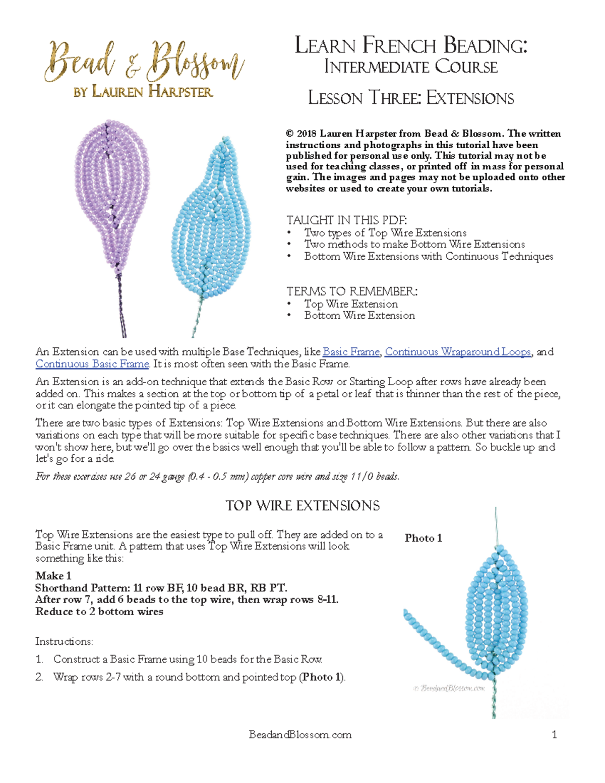 Extensions French Beading Technique Tutorial by Lauren Harpster ...