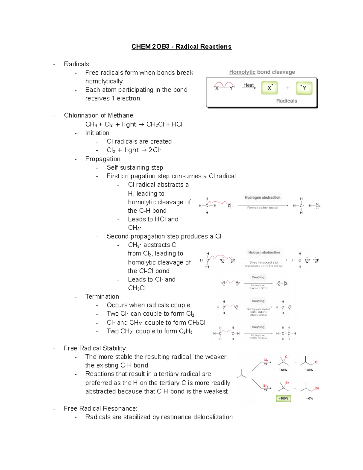 CHEM 2OB3 - Radical Reactions - CHEM 2OB3 - Radical Reactions Radicals ...