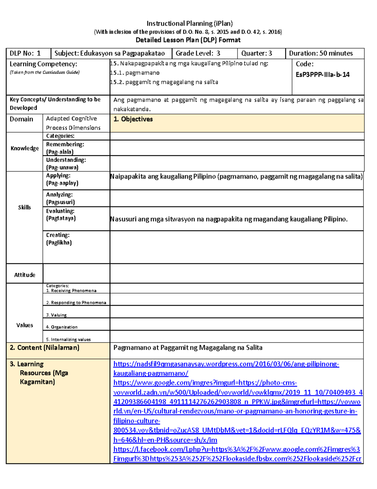 Final Detailed Lesson Plan Group 3 - Instructional Planning (iPlan ...