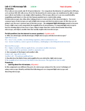 Lab 3.1- Microscopy - Djdfifjfjffjfi - Lab 4: Microscopy lab 2/26/24 ...