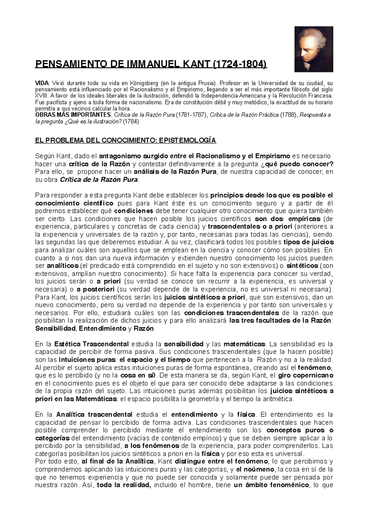 KANT - Profesor en la Universidad de su ciudad, su pensamiento está ...