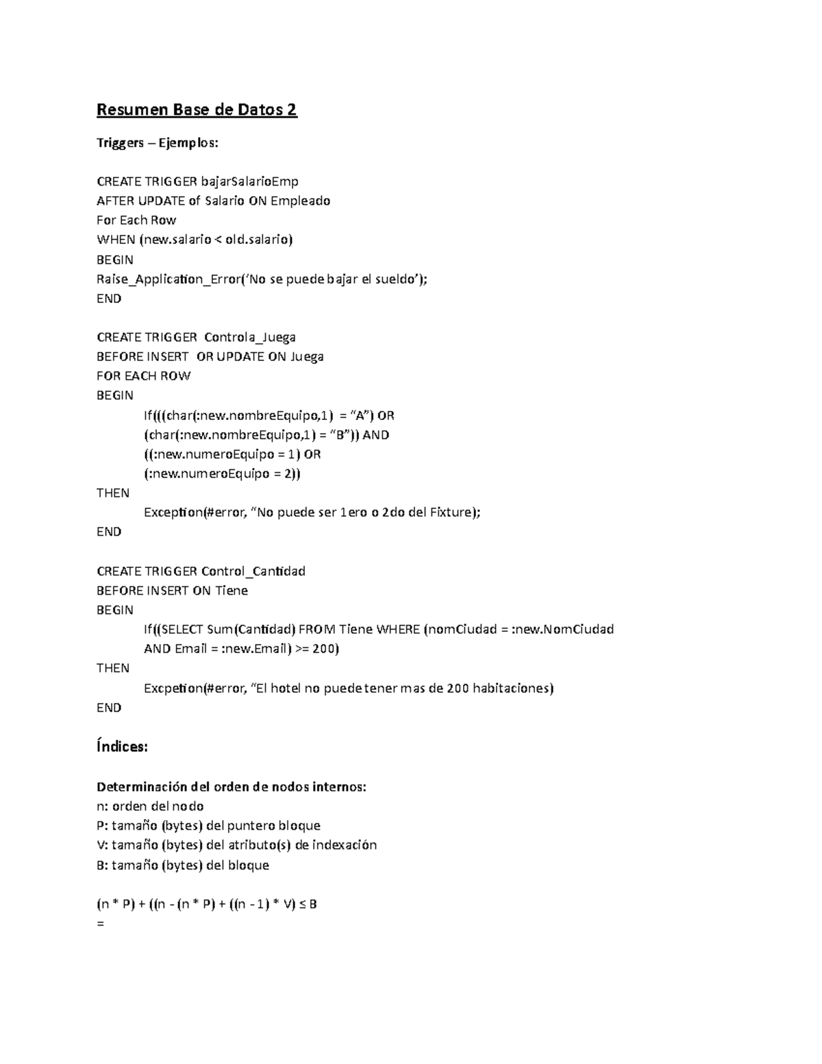 Resumen Base de Datos 2 - Studocu