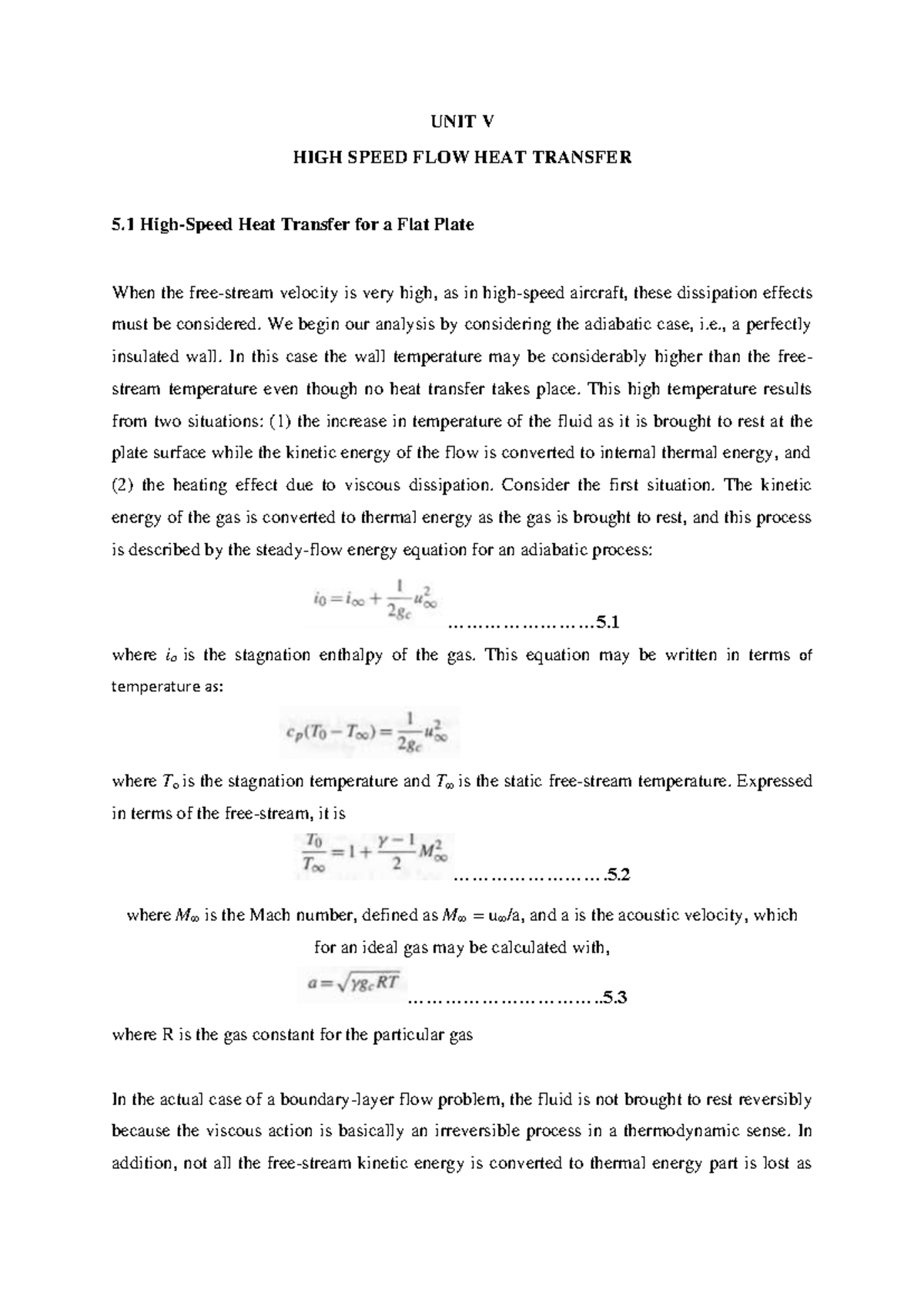 HIGH Speed FLOW HEAT Transfer notes - UNIT V HIGH SPEED FLOW HEAT ...
