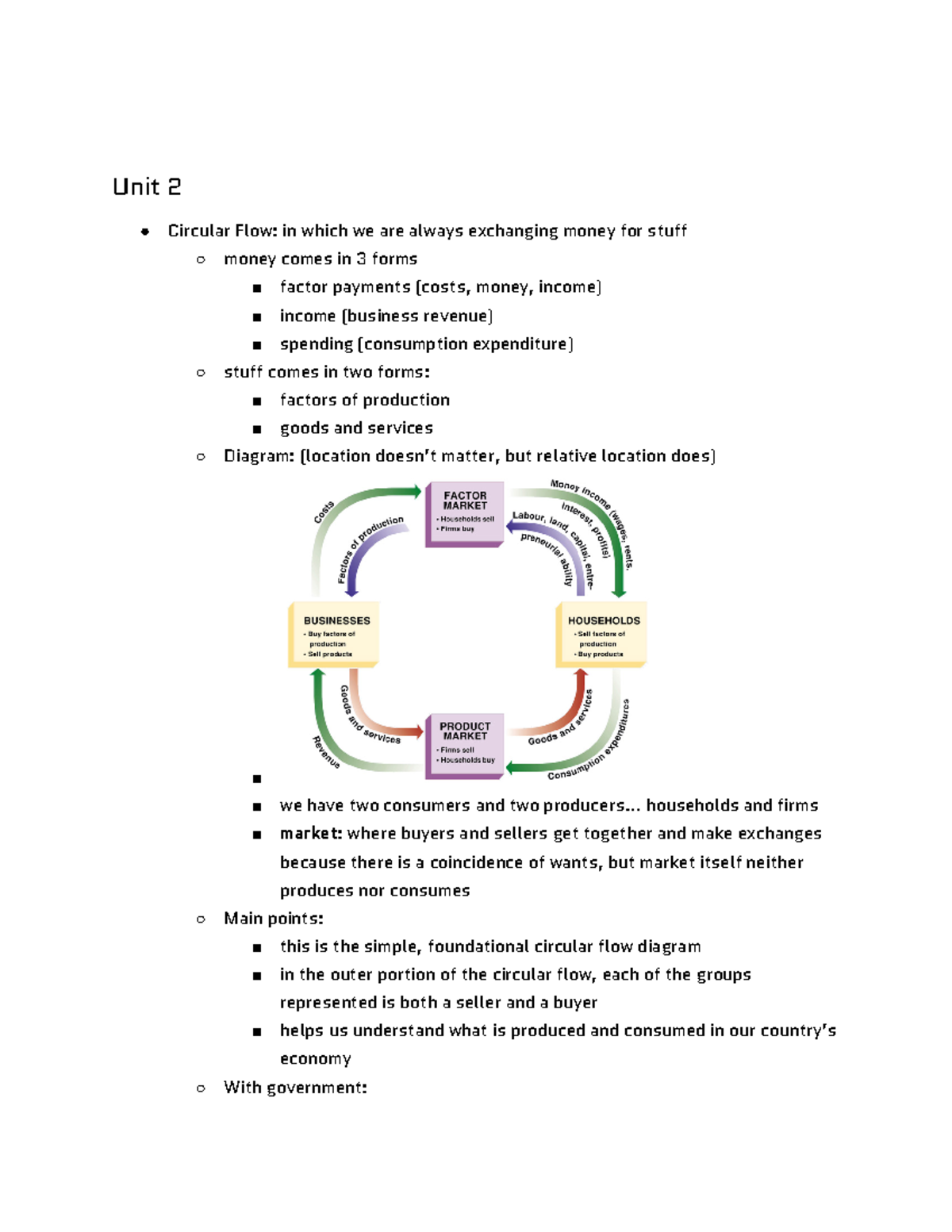 Macro Notes Unit 2 (1 of 2) - Unit 2 Circular Flow: in which we are ...