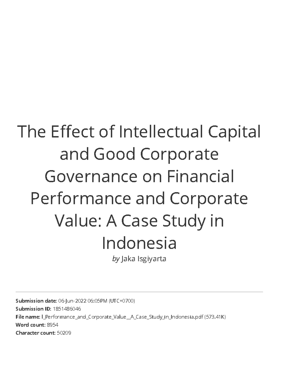 The Effect of Intellectual Capital and Good Corporate Governance on Financial Performance and ...