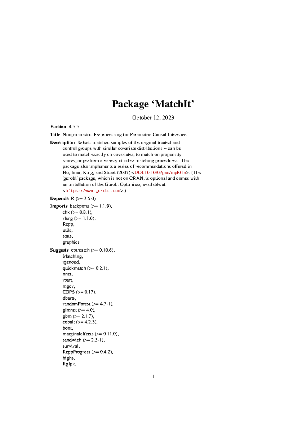Match It - Tarea - Package ‘MatchIt’ October 12, 2023 Version 4. Title Nonparametric ...