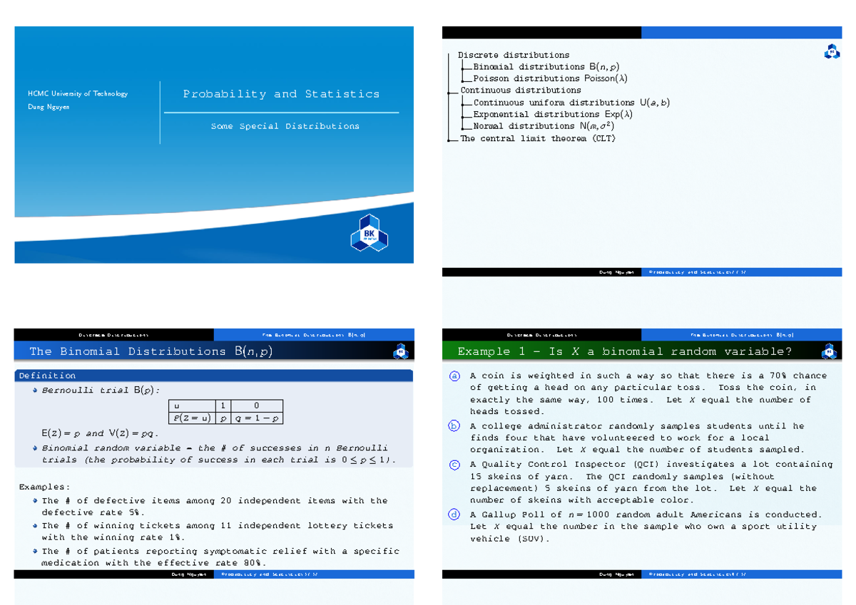 Distributions-handout - HCMC University of Technology Dung Nguyen ...