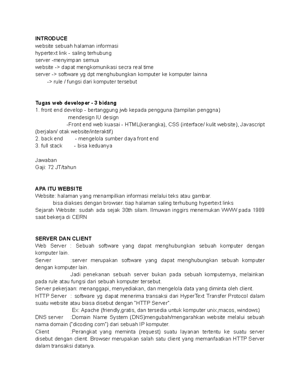 Catatan Dasar Pemrograman Web Development Introduce Introduce Website Sebuah Halaman