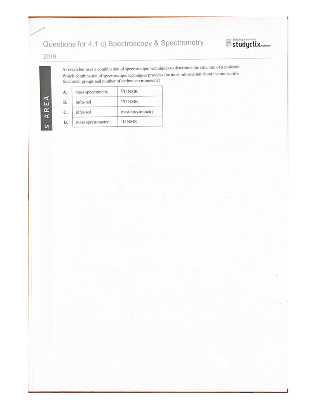 Questions for 4.1 c) Spectroscopy & Spectrometry - studying is easier ...