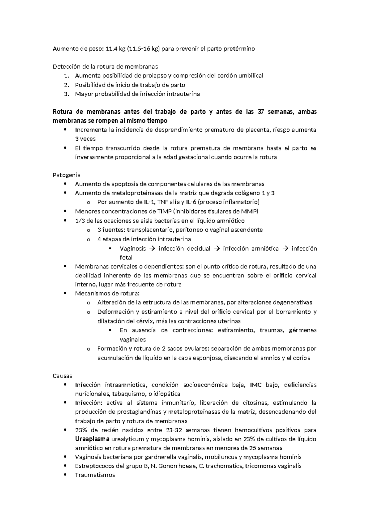 RPMO - ruptura prematura de membranas ovulares - Aumento de peso: 11 kg ...