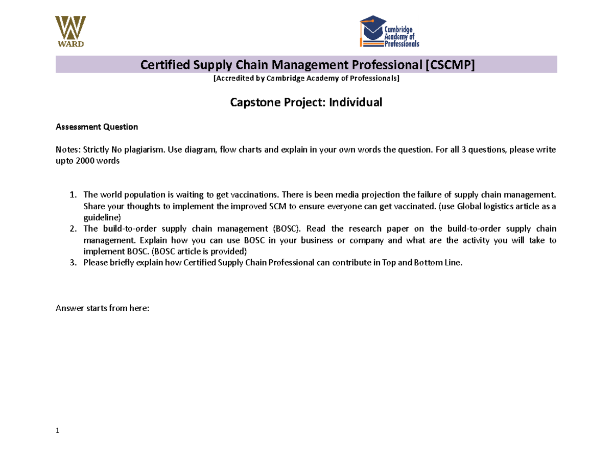 Waleed Algaridi- Cscmp-Capstone Project - Certified Supply Chain ...