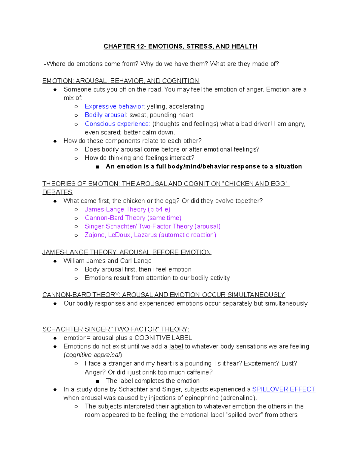 Chapter 12, 13, 14, 15, 16 - CHAPTER 12- EMOTIONS, STRESS, AND HEALTH ...
