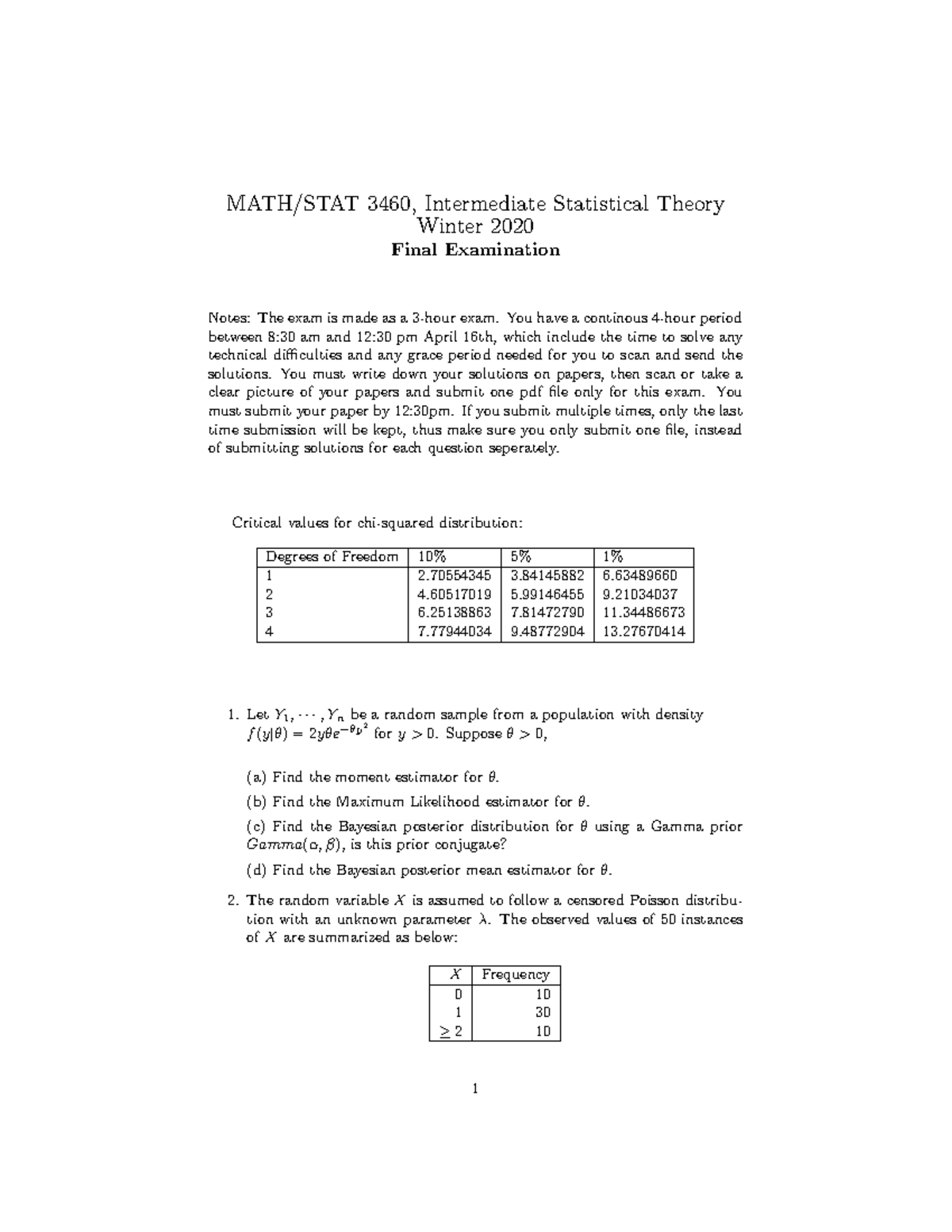 Attachment 1 - aaaaaaaa - MATH/STAT 3460, Intermediate Statistical ...