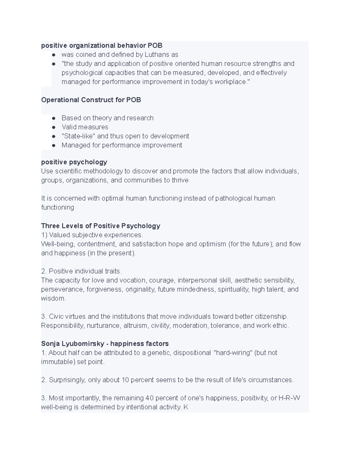 MADM701 Week 4 Study Notes chapter 7-8 - positive organizational ...