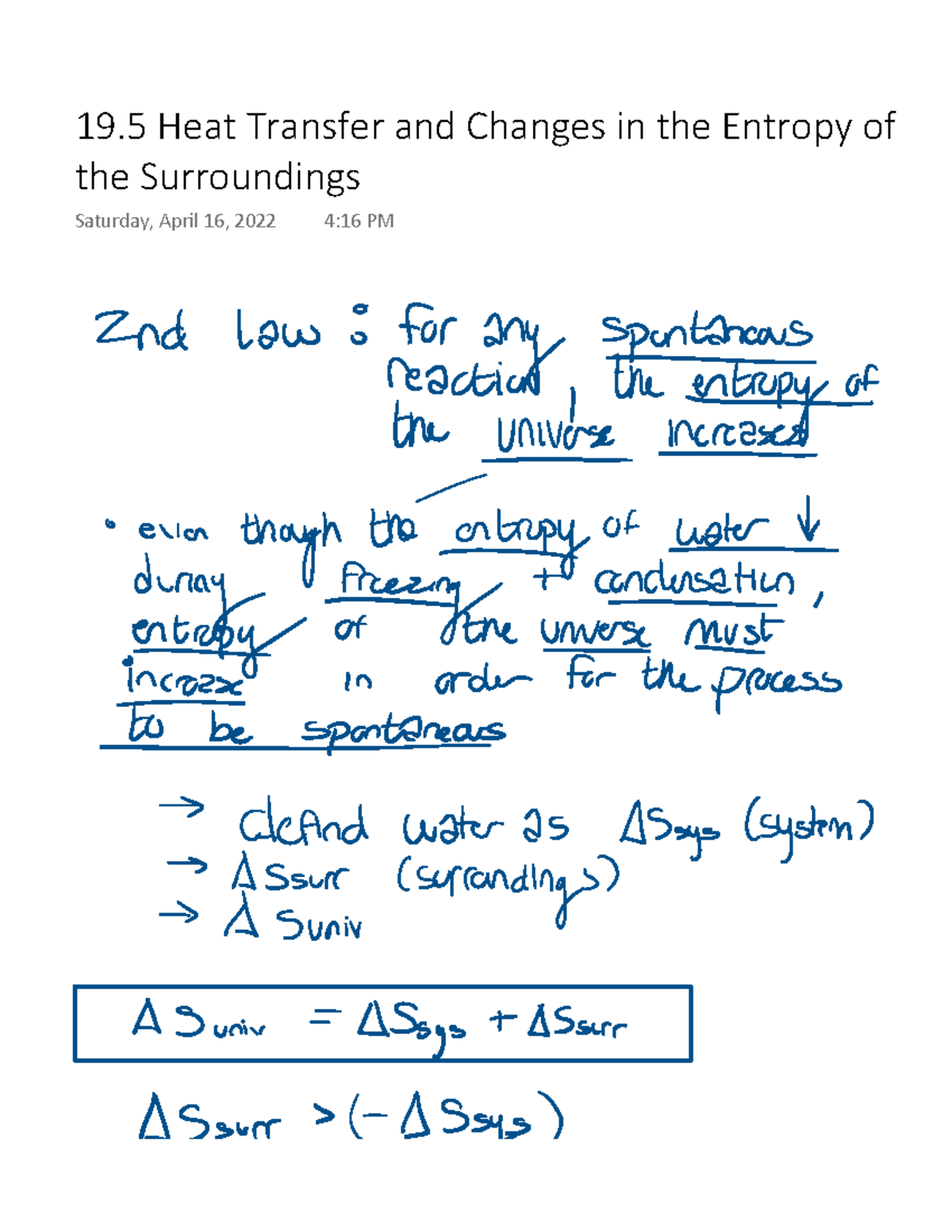 19.5 Heat Transfer and Changes in the Entropy of the Surroundings - We ...