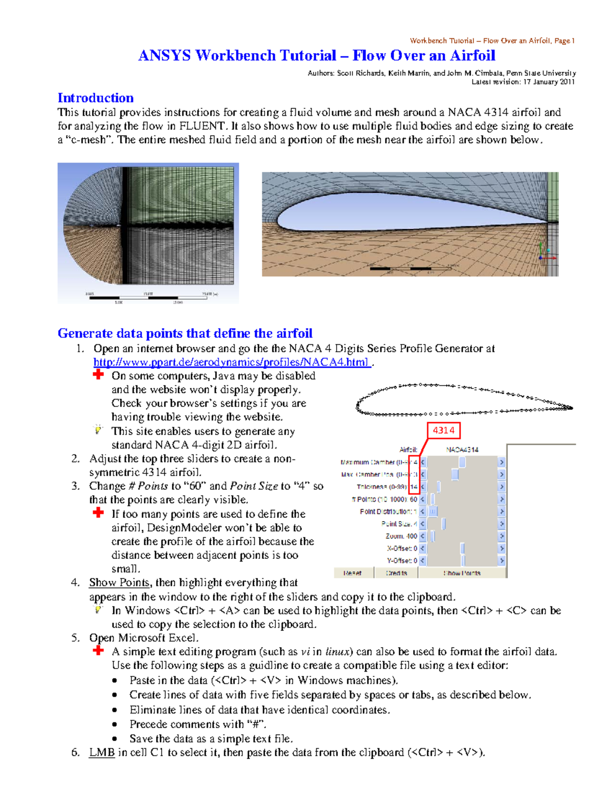 Workbench Tutorial Airfoil - 4314 ANSYS Workbench Tutorial – Flow Over ...