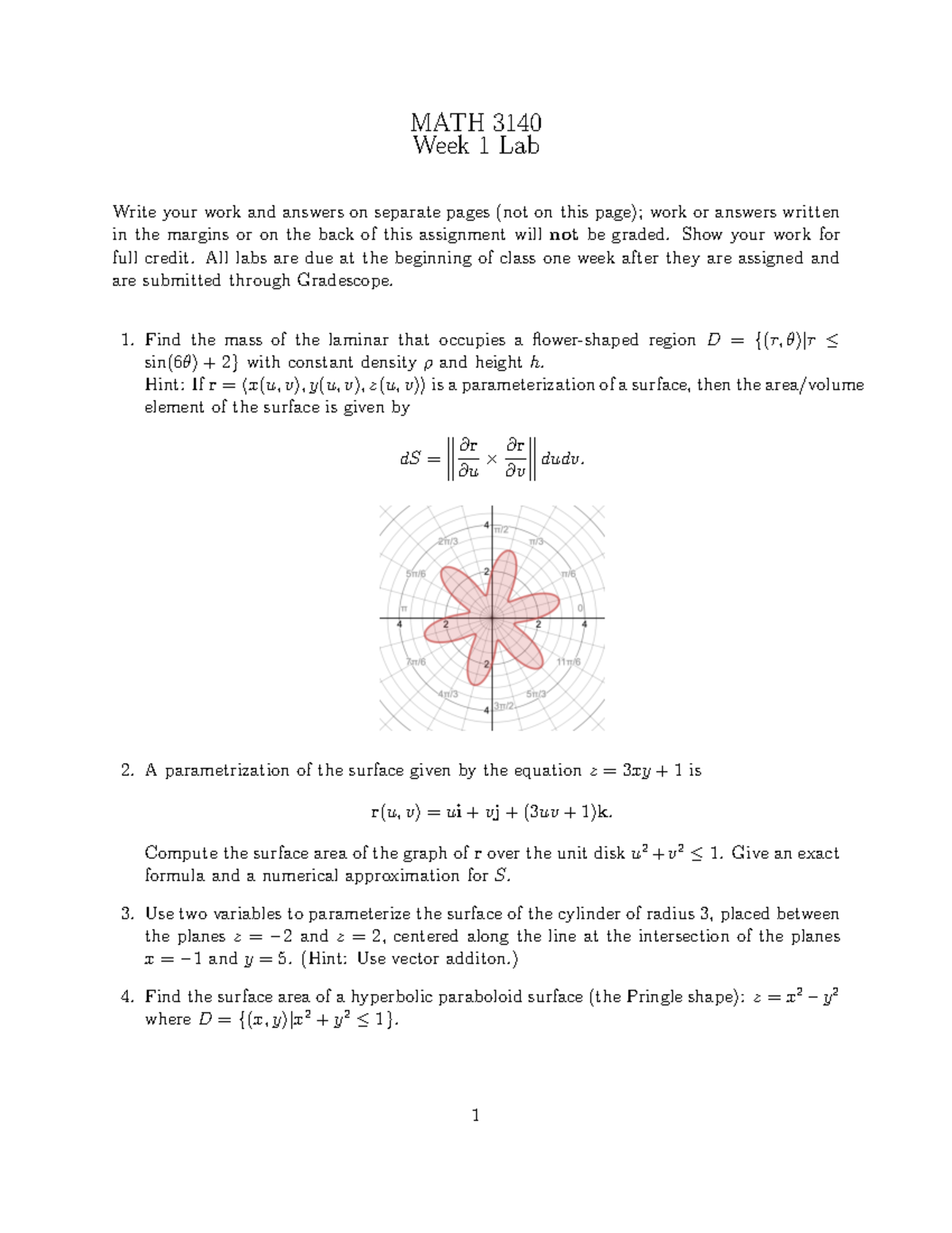 MATH 3140 Lab 1 - Lab 1 - MATH 3140 Week 1 Lab Write your work and ...