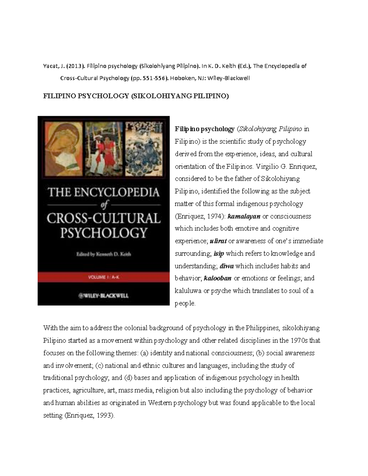 Filipino Psychology - Jay Yacat - - Studocu